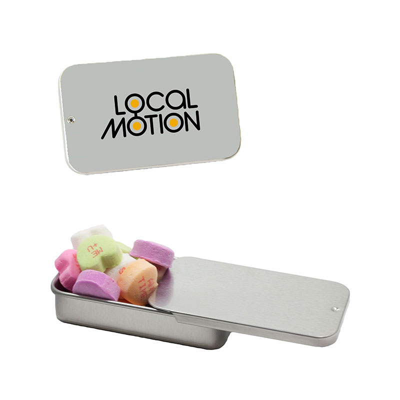 Buy Custom Slider Tin with Conversation Hearts - Optamark
