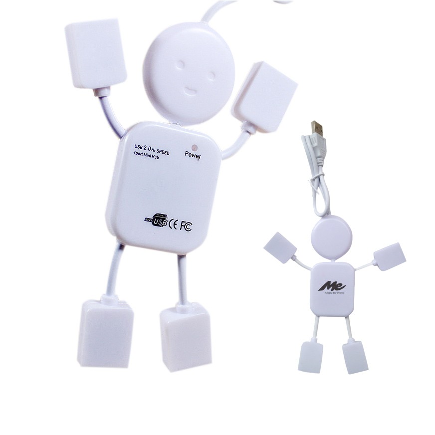 4 Ports White USB Hub Human Shaped - Optamark